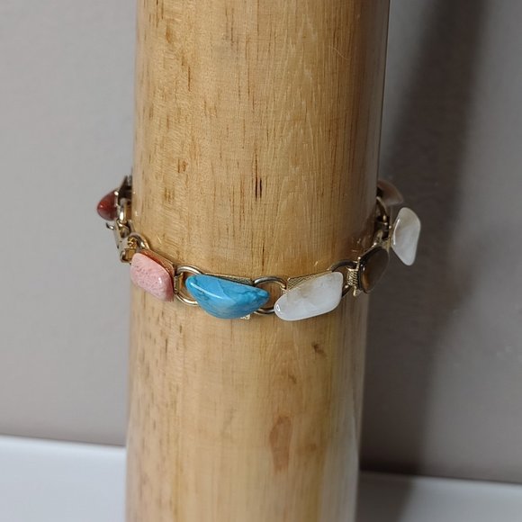 Jewelry | 7 Inch Metal Bracelet With Multicolor Stones | Poshmark